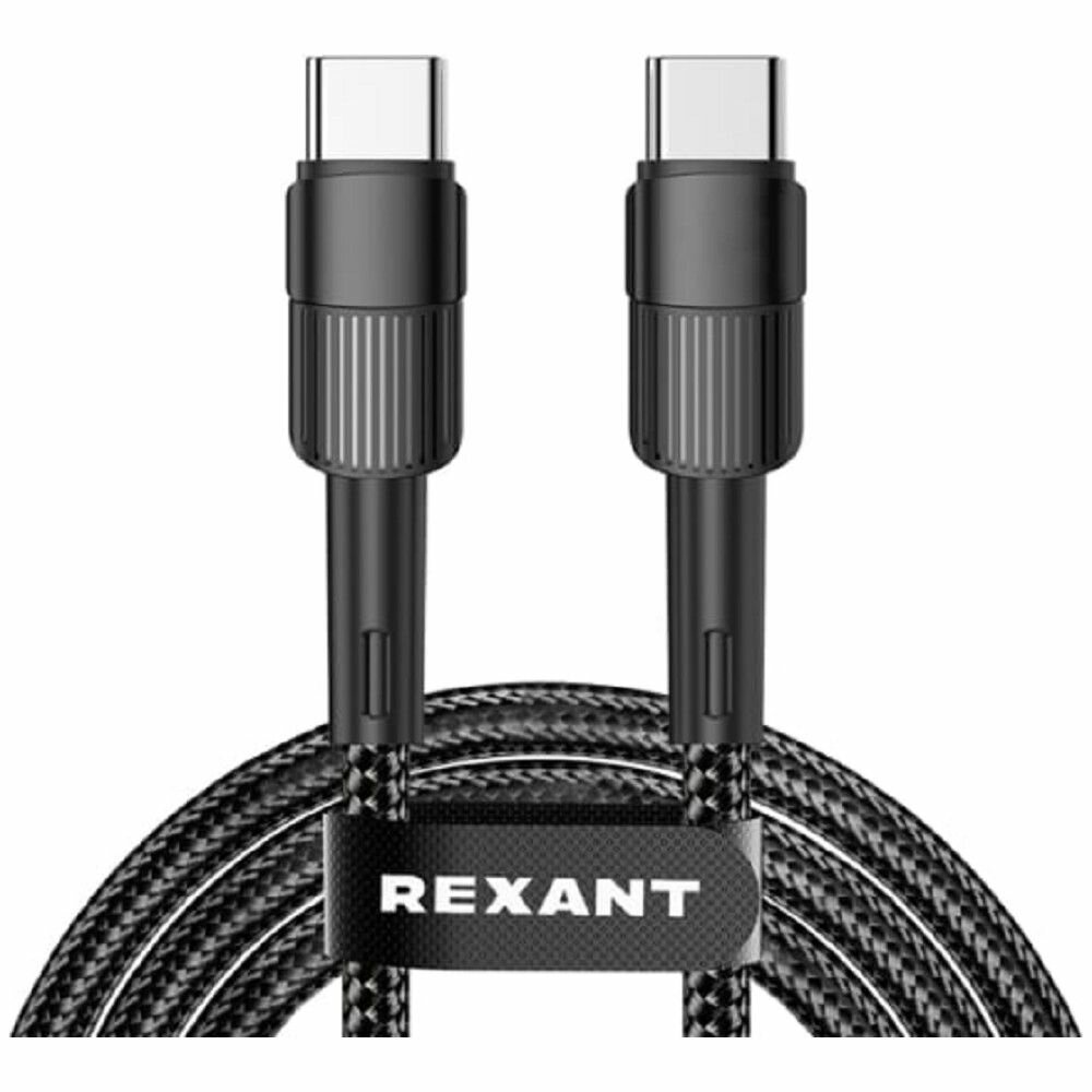 Rexant Кабели 18 - 7072 Кабель Type - C Type - C, 5A, 100Вт, 1м, в черной нейлоновой оплетке