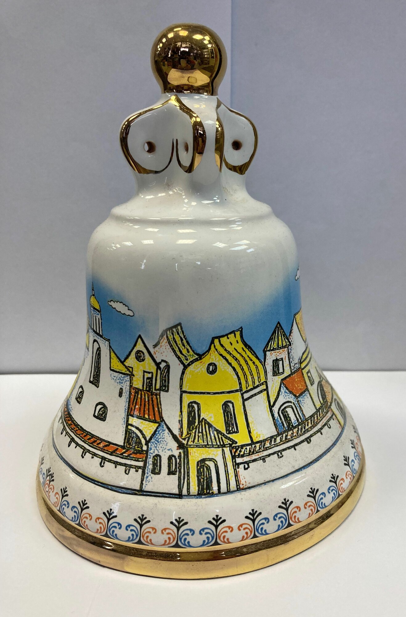 Статуэтка авторская "Колокол большой интерьерный "Город", 17х13.5х13,5см; ручная работа;