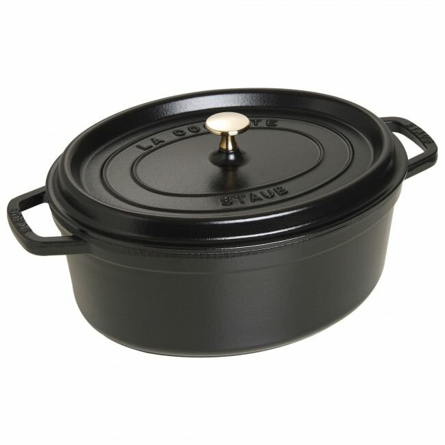 Кастрюля с крышкой STAUB Cocotte oval, чугунная, диаметр 31 см, цвет черный, 40509-319-0