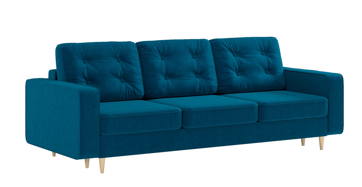 Диван Феличита прямой трехместный, еврокнижка, велюр Velutto 54