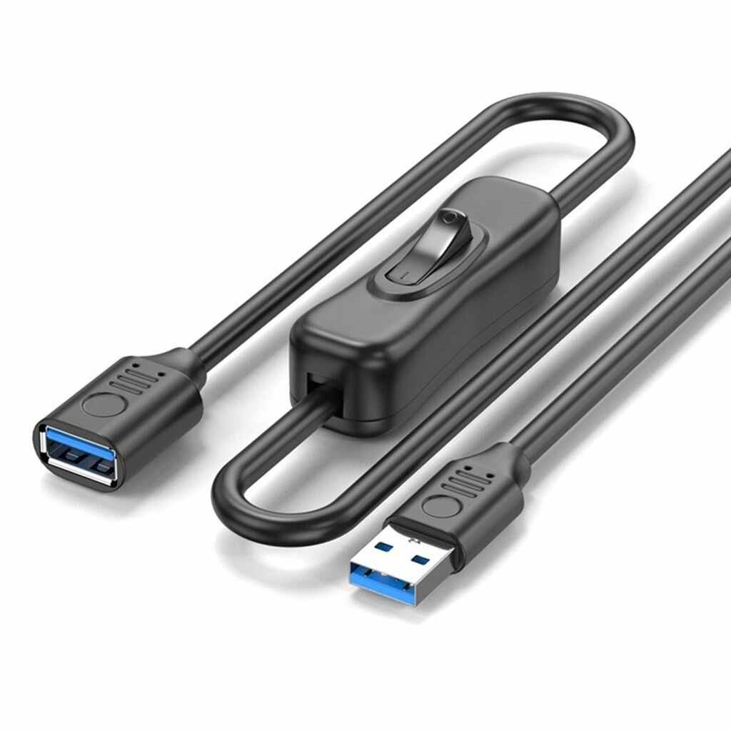 USB-концентратор, USB3.0 удлинитель мужской на женский с выключателем - 30 см - прямой, 1 шт.