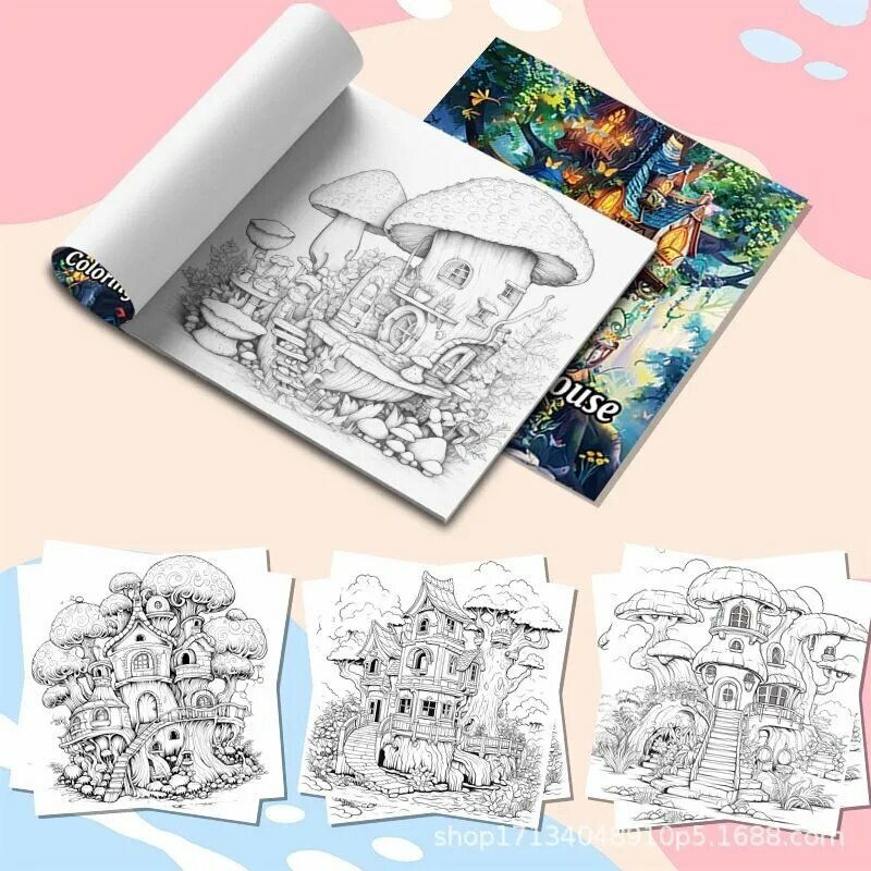 Книжка-раскраска на тему архитектурного замка, детская книжка-раскраска, подходит для общения родителей с детьми и снятия стресса у взрослых, 20 см*20 см