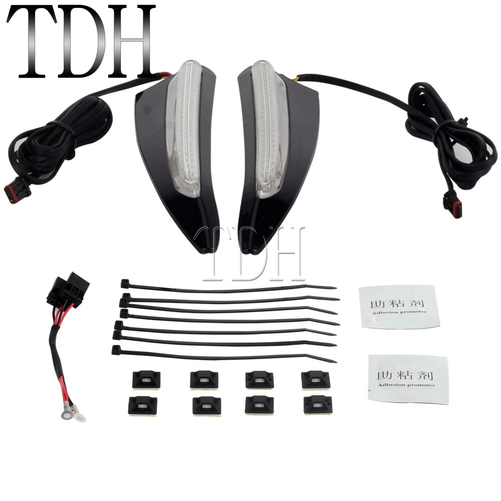 Хромированная передняя подсветка для мотоцикла, вентиляционная отделка, светодиодные указатели поворота, декоративный светильник для Honda Goldwing 1800, Gold Wing GL1800 F6B 2018-up Черный, Black no Steering