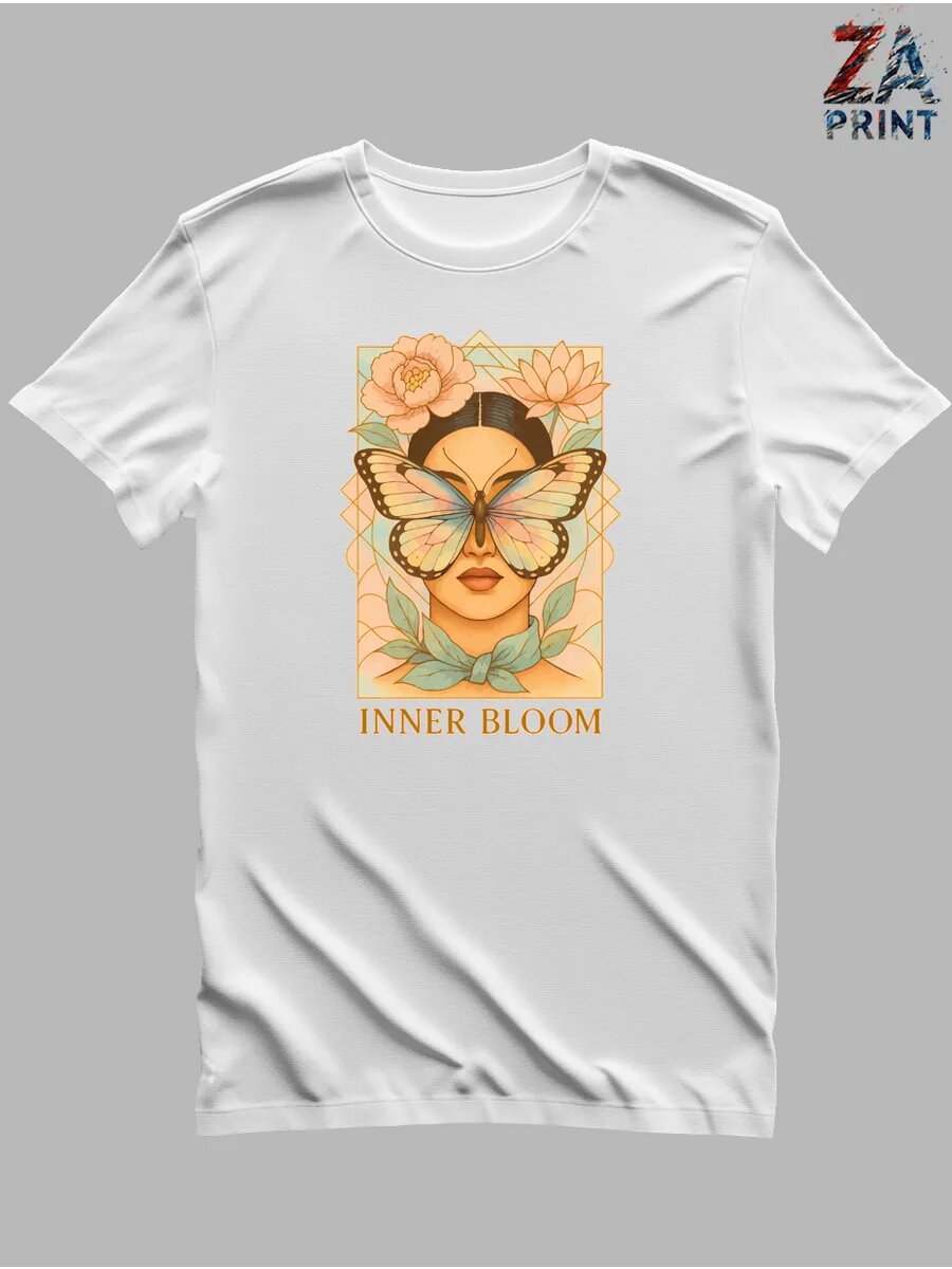 Футболка девушка цветок бабочка