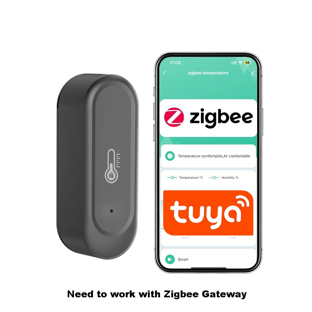 Уличный Цифровой Термометр И Датчик Влажности IP65, Совместимый С Zigbee И Приложением Zigbee Black