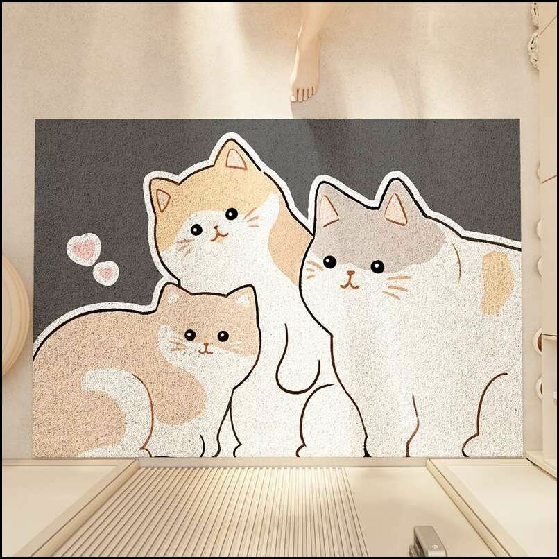 Ковер без пола декси, коврик ПВХ для прихожей 60 на 90 см, царапины и снег, против скольжения резины11