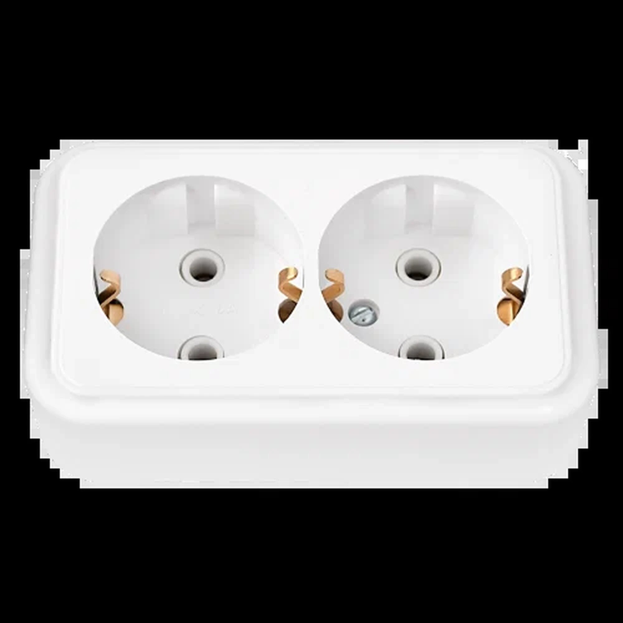 Розетка Bylectrica двухместная штепсельная для открытой установки с заземляющим контактом, 16A белая