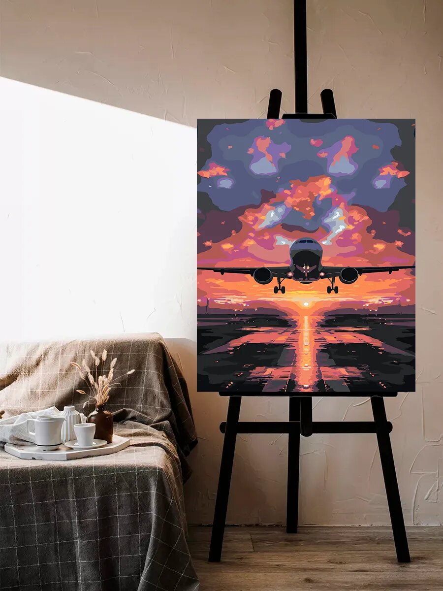 Картина по номерам Взлет Самолета На Закате Небо Полет