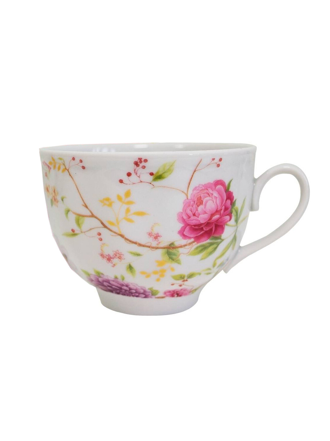 Чашка фарфоровая без блюдца 275 мл. ф. Гранатовый "Птичка Королек" Дулево