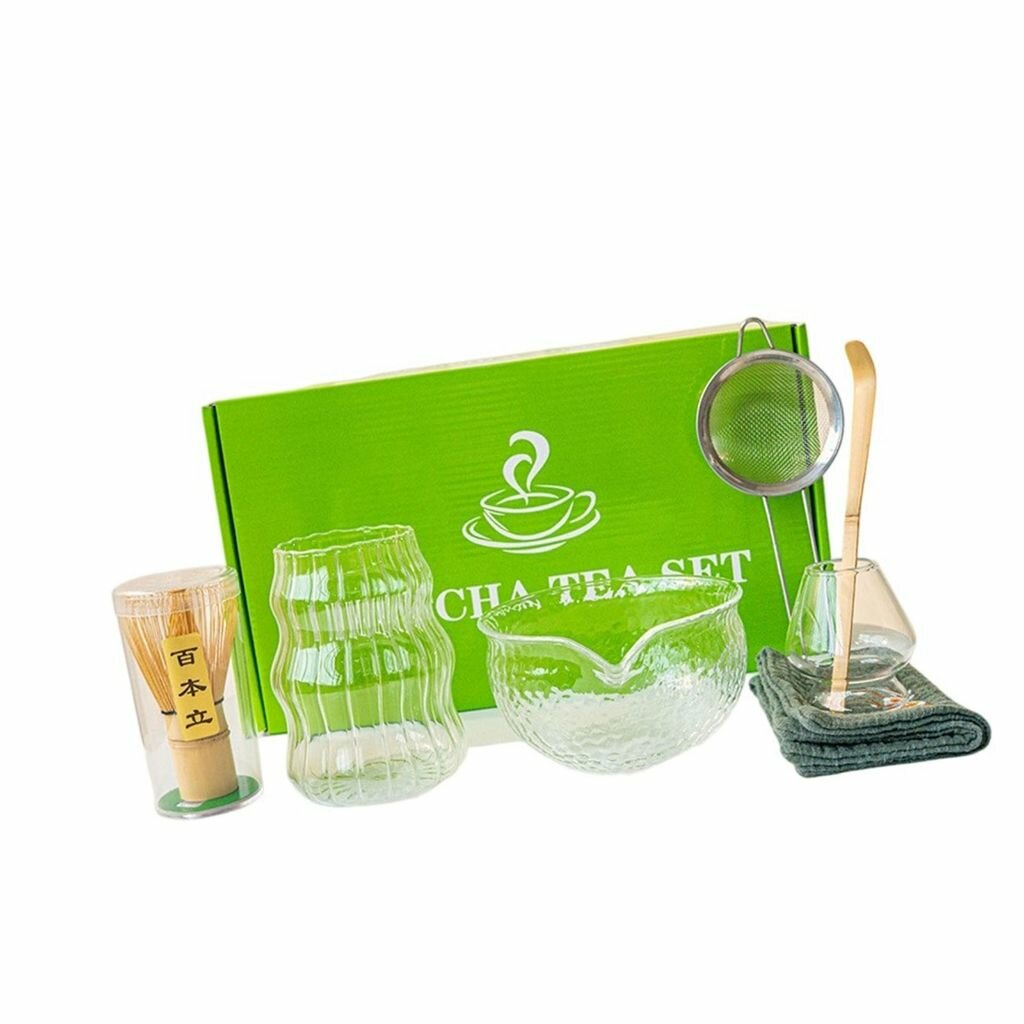 Ручной набор для приготовления матча 7 предметов: стеклянная чаша для взбивания и бамбуковые инструменты для насыщенного японского чая, - 2