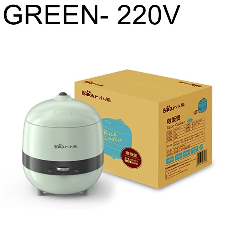 Электрическая рисоварка 1,2 л, мини-от 1-2 человека, бытовая маленькая многофункциональная электрическая умная рисоварка для приготовления пищи, 220-230 В, EU, Зеленый