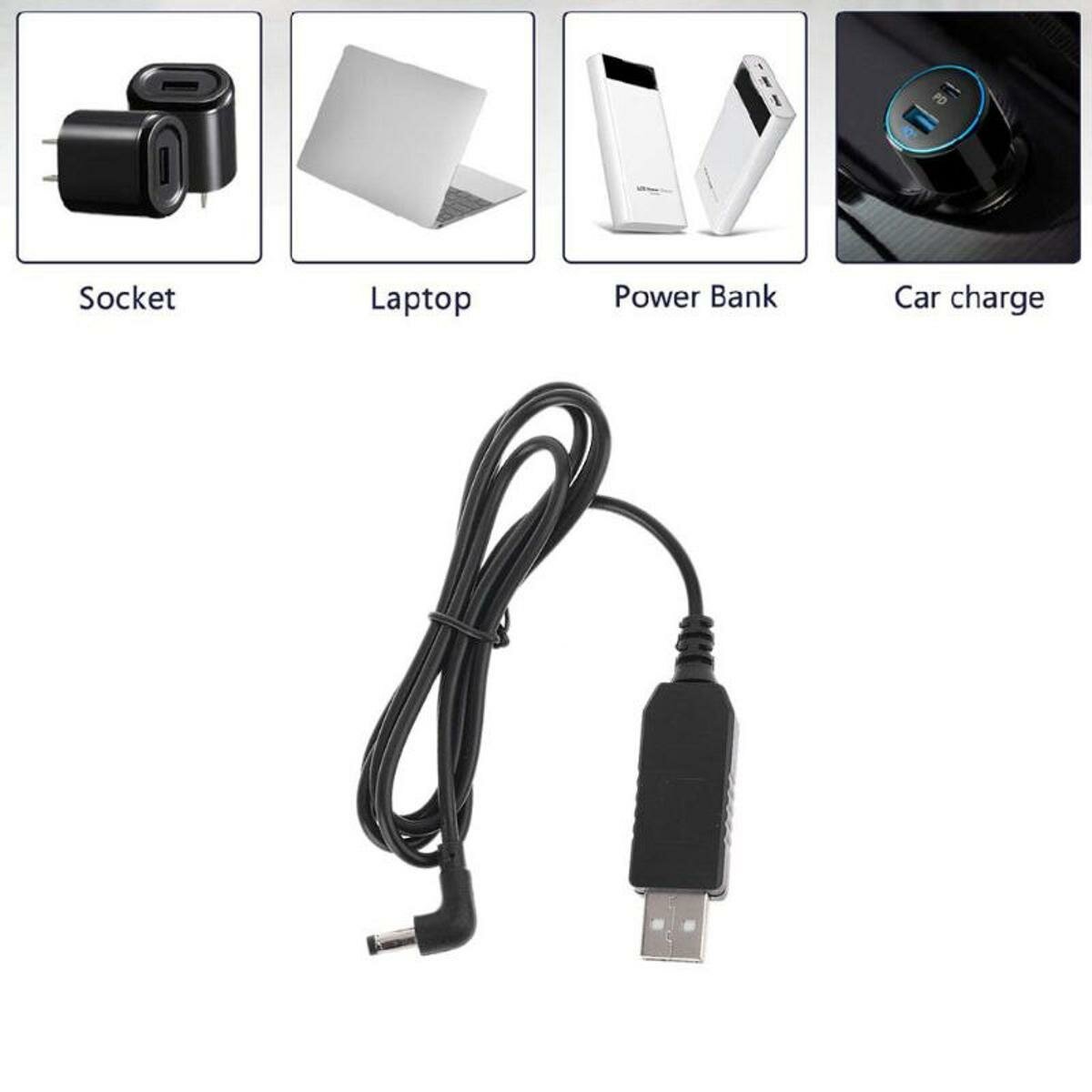 1,5 м Универсальный 90-градусный USB 5 В на 12 В 5,5x2,1 мм Повышающий Кабель-адаптер для роутера, динамика, светодиодно