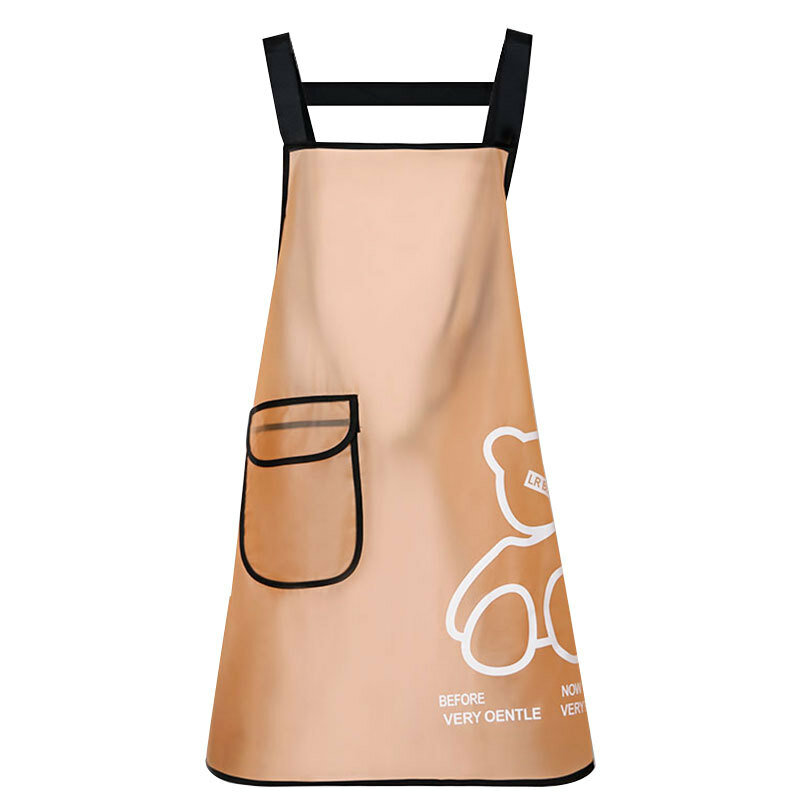 Милый женский фартук с изображением медведя – водонепроницаемый, маслостойкий кухонный фартук с рисунком из мультфильмов и карманом – регулируемые фартуки для дома, ресторана, выпечки, уборки или кафе