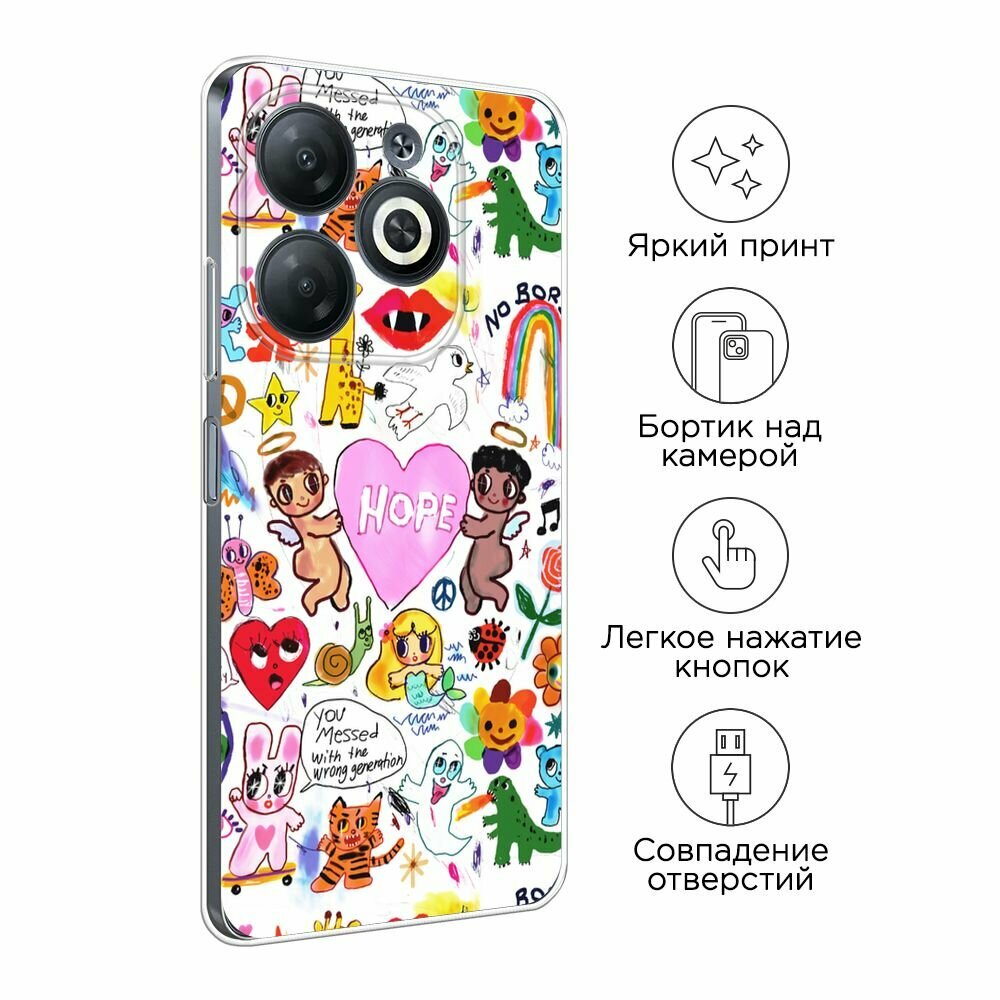 Чехол на Infinix Smart 8/8 HD/HOT 40i / Инфиникс Смарт 8/8 HD/HOT 40i с принтом "Милые рисунки" — фото 1