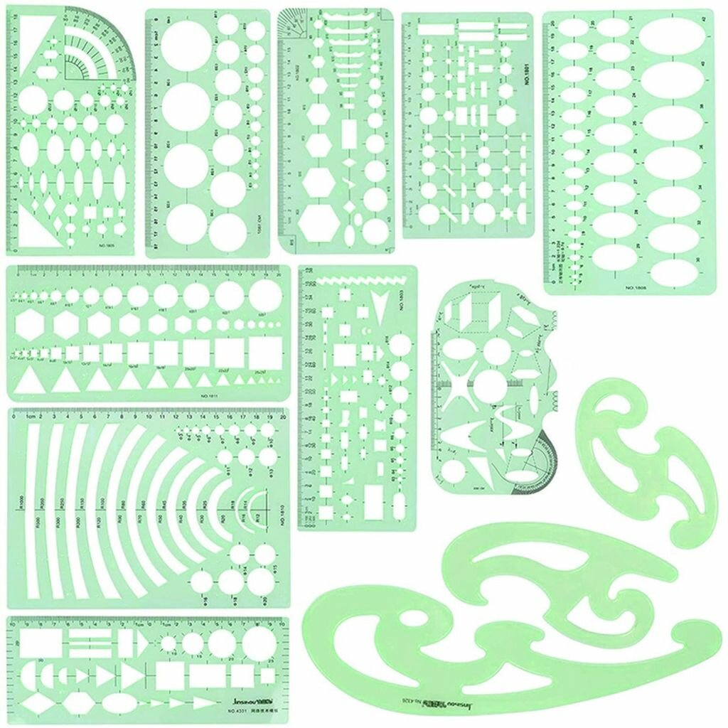 (Один набор) DIY Hollowing Out Painting Template Architectural Design Drawing Circle Tool Set - 13 Pieces