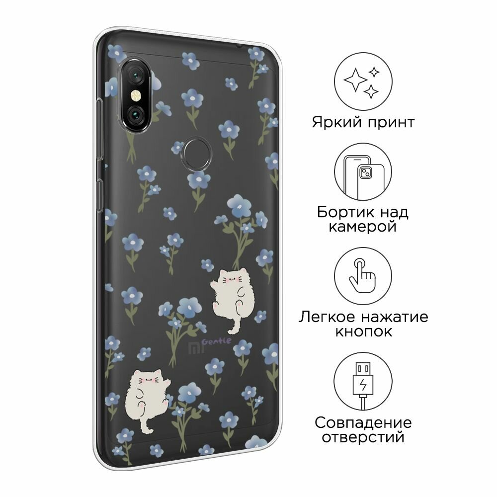 Чехол на Xiaomi Redmi Note 6 Pro / Сяоми Редми Нот 6 Про с принтом "Gentle cats", прозрачный — фото 1