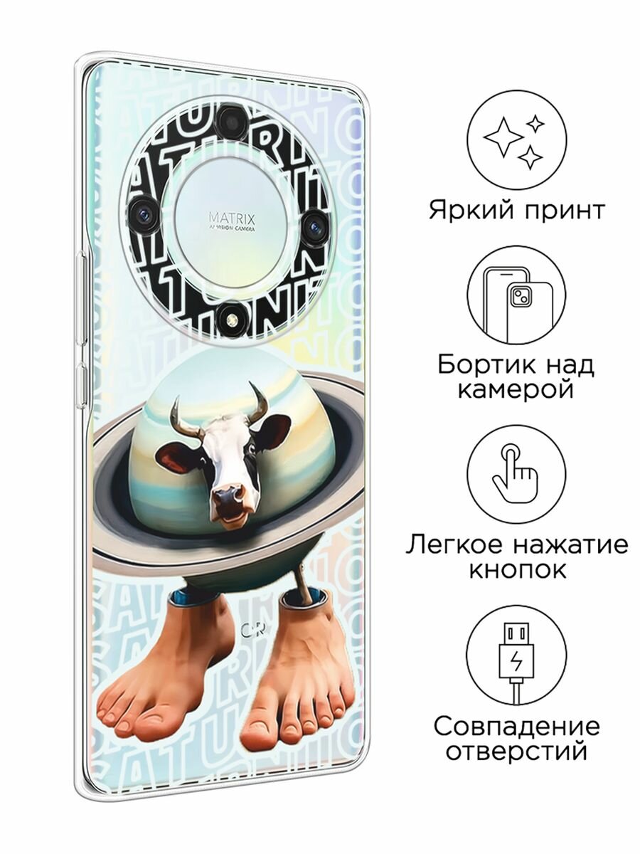 Чехол на Honor X9A / Хонор X9A с принтом "Сатурнито сатурно 2", прозрачный — фото 1
