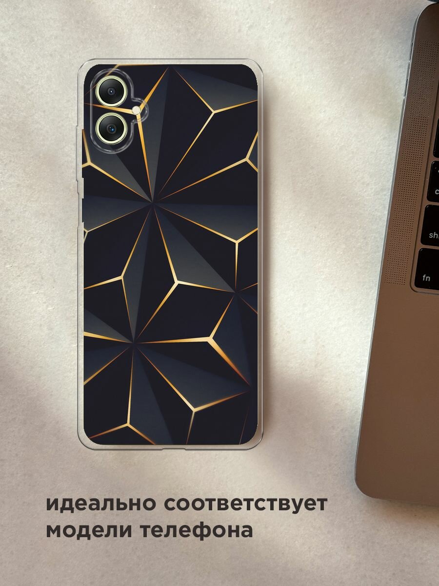 Чехол на Samsung Galaxy A06 / Самсунг Галакси А06 с принтом "Черные полигоны" — фото 1