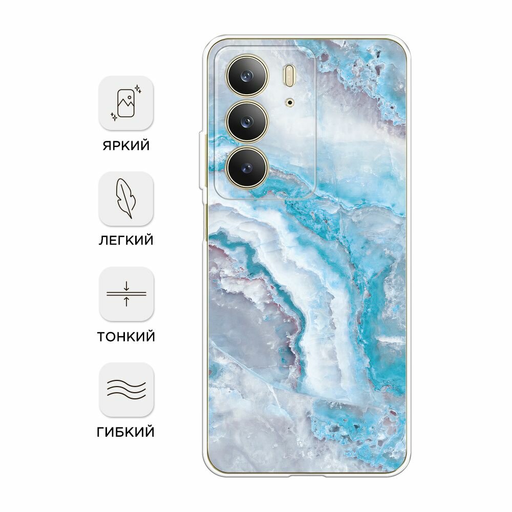 Чехол на Realme C75 4G / Реалми C75 4G с принтом "Нежно-голубой мрамор" — фото 1