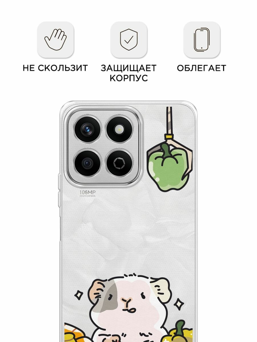 Чехол на Honor X7c / Хонор X7c с принтом "Пирующая морская свинка", прозрачный — фото 1
