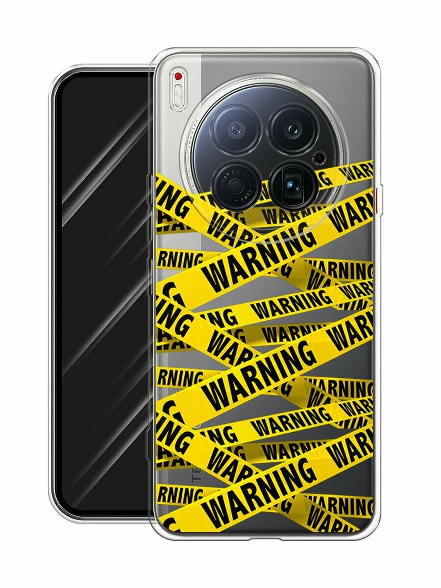 Чехол на Tecno Camon 40 Premier / Текно Камон 40 Премьер с принтом "Warning!", прозрачный — фото 1