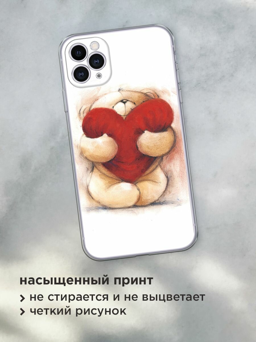 Чехол на Apple iPhone 11 Pro / Айфон 11 Про с принтом "Мишка с сердцем 1" — фото 1