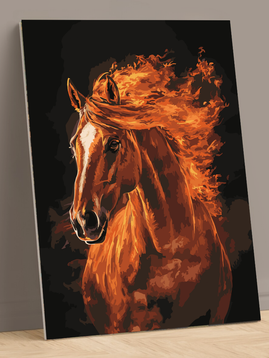Картина по номерам "Огненная лошадь", холст, подрамник, 30x40 см