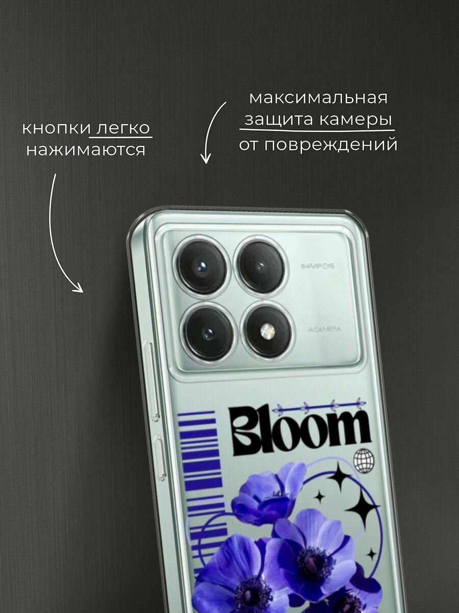 Чехол на Xiaomi Poco X6 PRO 5G / Поко X6 Про 5G с принтом "Завораживающие анемоны", прозрачный — фото 1