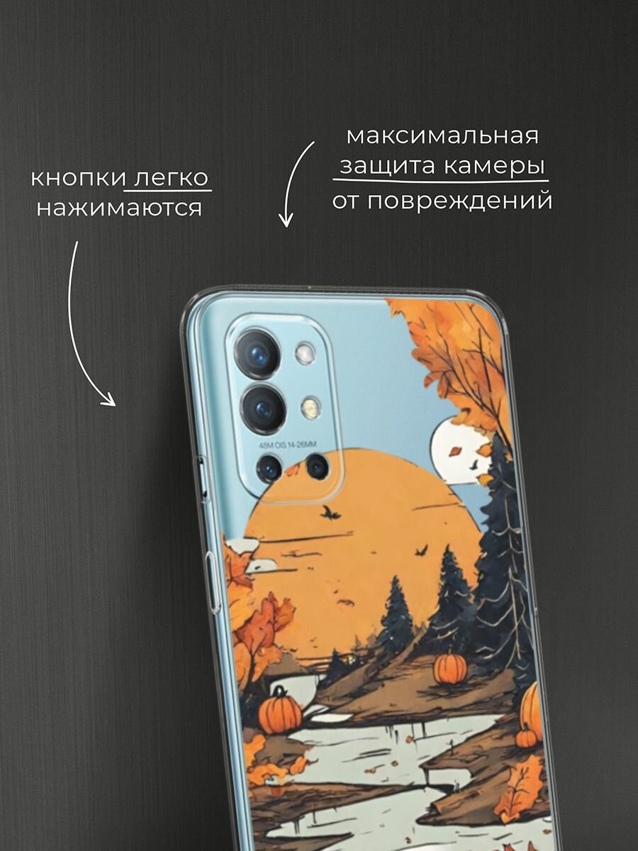 Чехол на OnePlus 9R / ВанПлас 9R с принтом "Осенний лесной уголок", прозрачный — фото 1