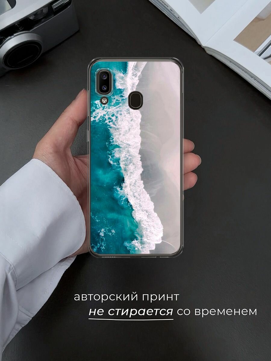 Чехол на Samsung Galaxy A30/A20 / Самсунг Галакси A30/A20 с принтом "Бирюзовые волны" — фото 1