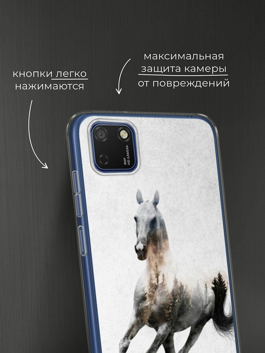 Чехол на Honor 9S/Huawei Y5p / Хонор 9S/Хуавей Y5p с принтом "Лошадь лес" — фото 1