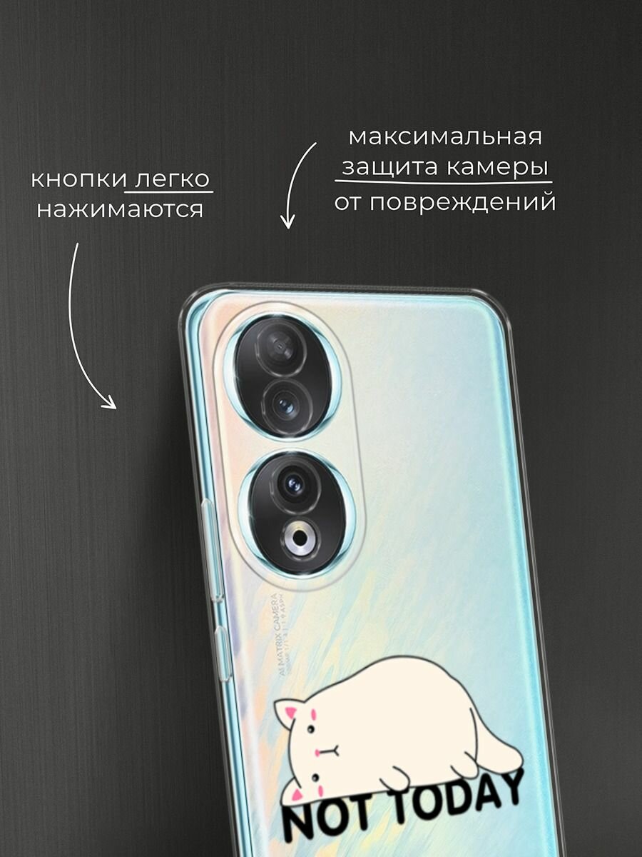 Чехол на Honor 90 / Хонор 90 с принтом "Cat not today", прозрачный — фото 1