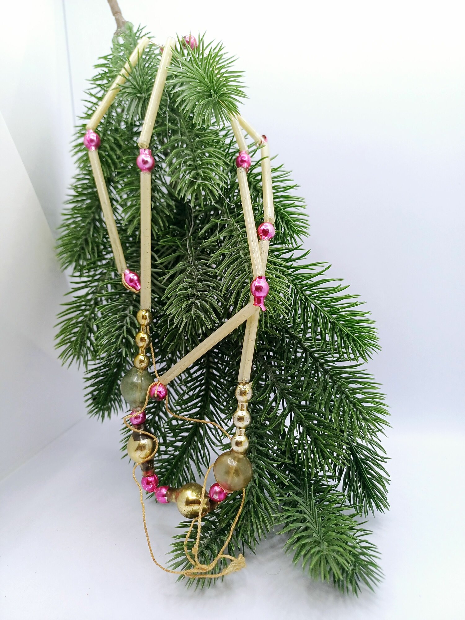 Елочные бусы из стекляруса винтажные, стекло, украшения на елку СССР