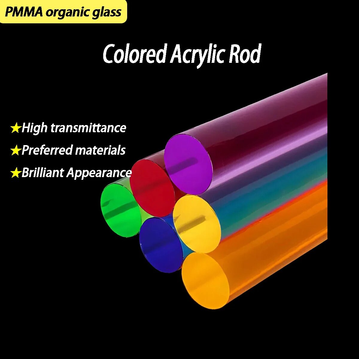 Цветной акриловый стержень 500 мм 3-50 мм 2pcs 3mmx500mm, Green