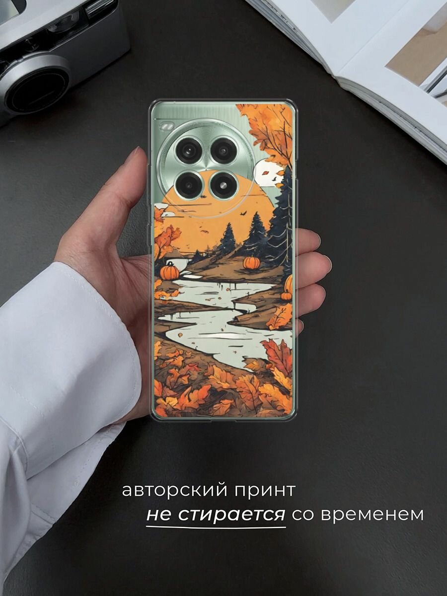 Чехол на OnePlus Ace 3 Pro / Ван Плас Эйс 3 Про с принтом "Осенний лесной уголок", прозрачный — фото 1
