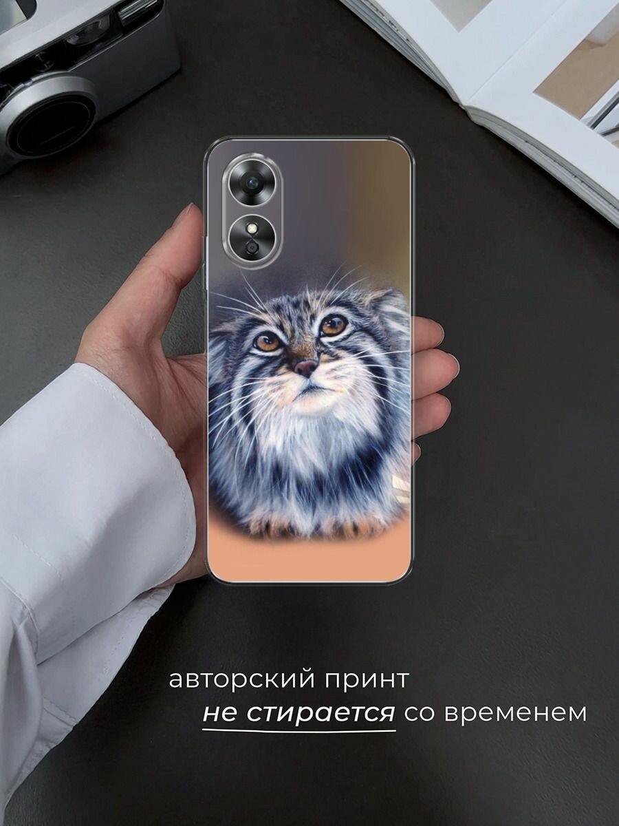 Силиконовый чехол на Oppo A17 / Оппо A17 с принтом "Кот манул 2" — фото 1