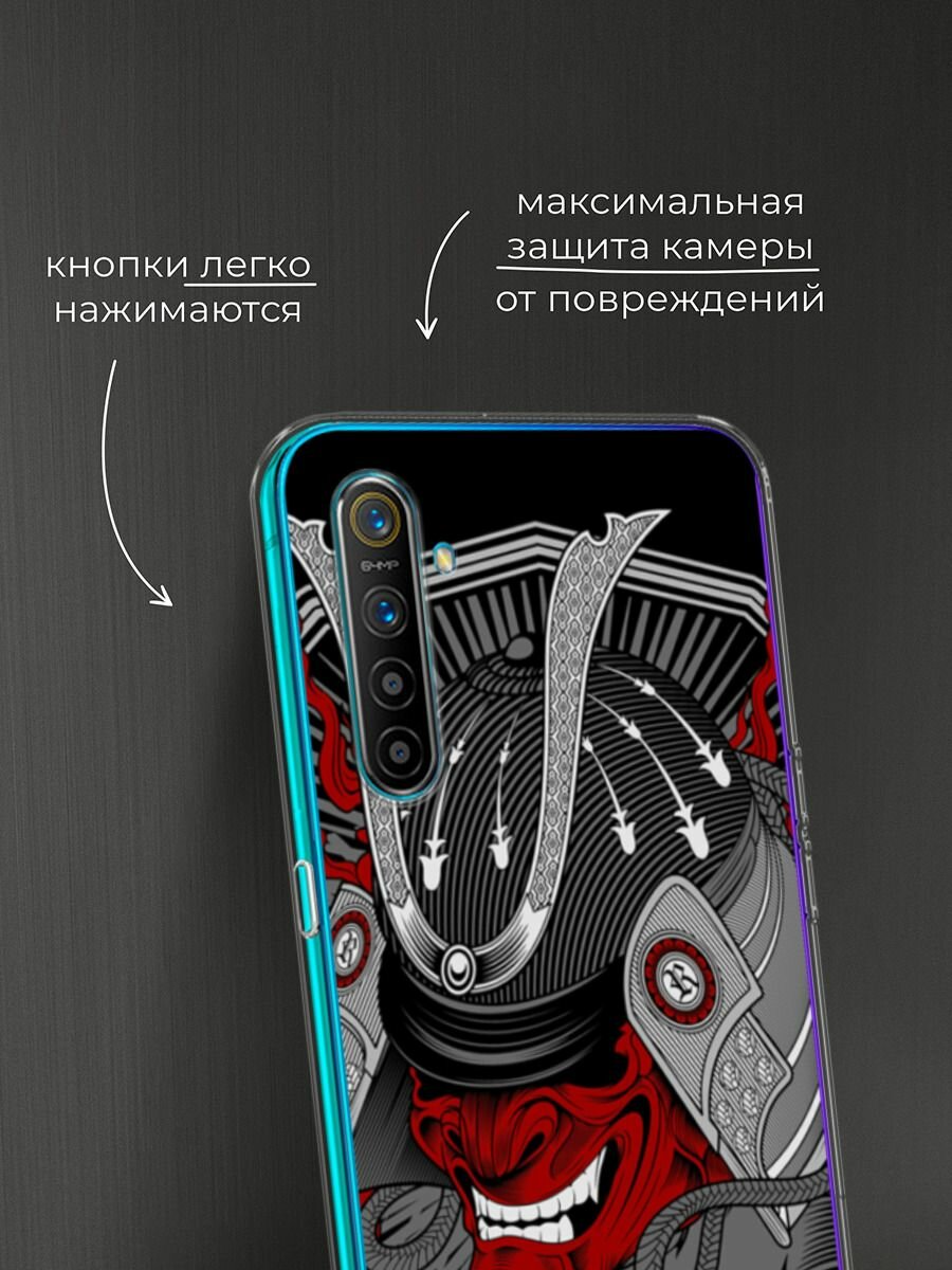 Чехол на Realme XT / Реалми XT с принтом "Красная маска самурая" — фото 1