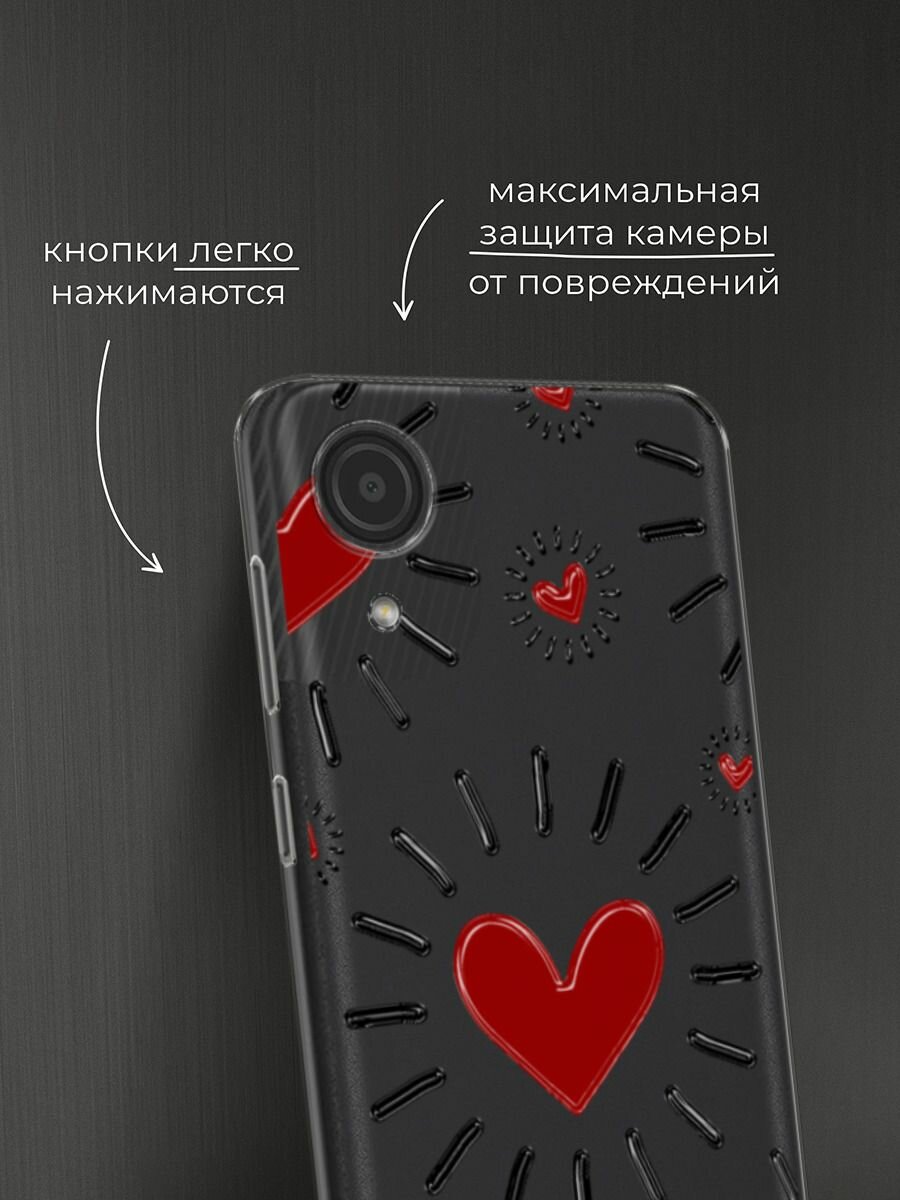Чехол на Samsung Galaxy A03 Core / Самсунг Галакси А03 Core с принтом "Бордовые сердца паттерн" — фото 1