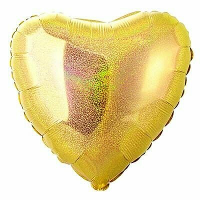 Воздушный шар GRABO "Блеск Сердце", без рисунка, Gold 5, 18 дюймов