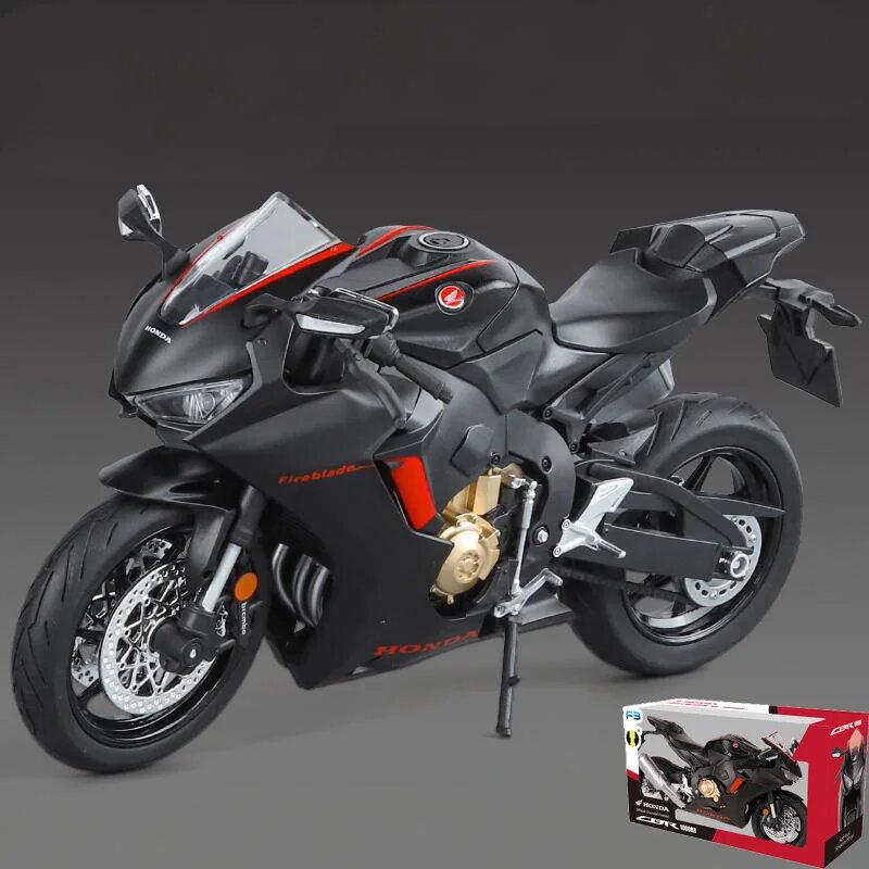 1/9 Honda HRC CBR1000RR Fire Blade, спортивный мотоцикл из сплава, литье под давлением, металлическая гусеничная модель гоночного мотоцикла со светом, детская игрушка в подарок, Черный