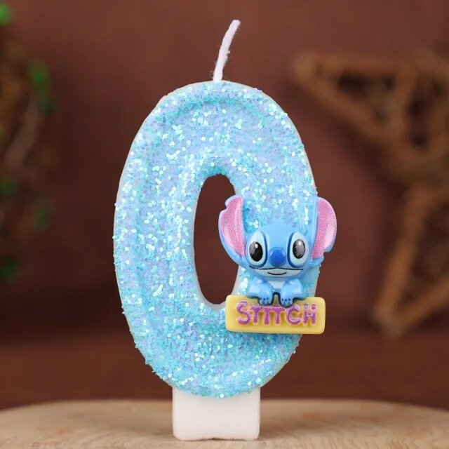 Синяя цифровая свеча с цифрами 0-9 в стиле аниме «Лило и Стич», кавайный ангелочек «Стежок», детские тематические свечи для вечеринок, подарки для детей,