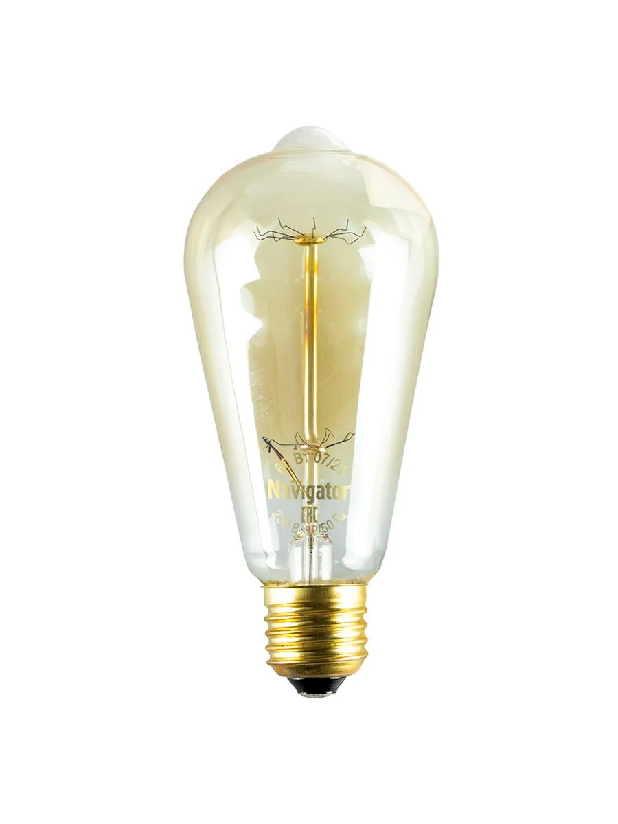 Лампа накаливания Винтаж 60 Вт E27/ST64 золотая