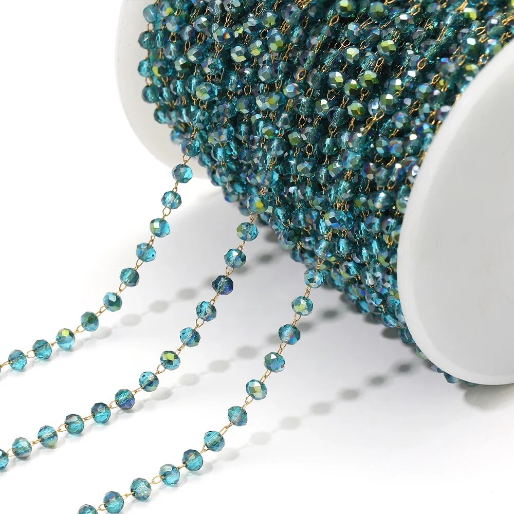 Цепочка из бисера Yovtor 1 метр нержавеющая сталь золотистого цвета 01