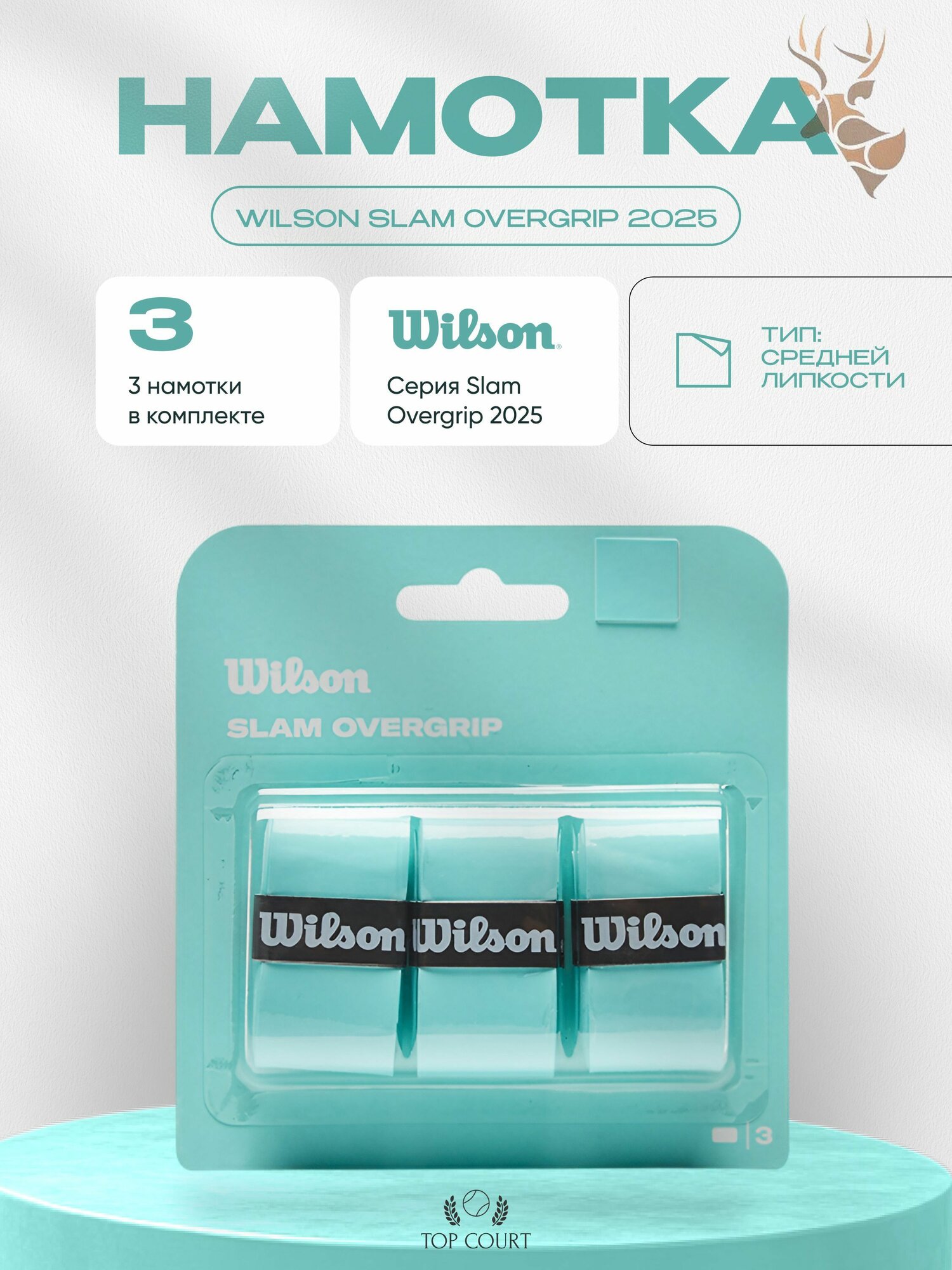 Намотка для теннисной ракетки Wilson Slam Overgrip Mint