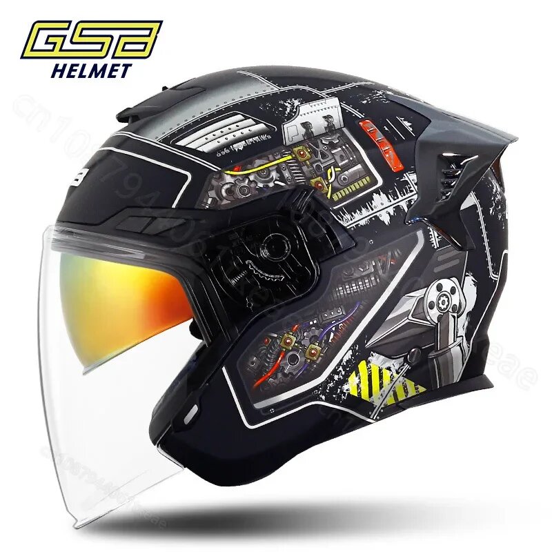 GSB 263 мотоциклетный шлем с двумя линзами, полузакрытый, электрический мотоцикл, скутер, Мотокросс, уличный мужской рыцарский шлем L, 263A8