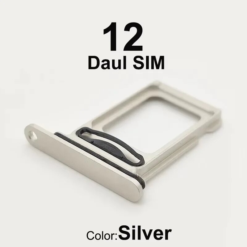 Двойной и одинарный держатель SIM-карты для iPhone 12, держатель лотка для SIM-карты, слот для адаптера, запасные части с бесплатным вытяжным штифтом Dual-White