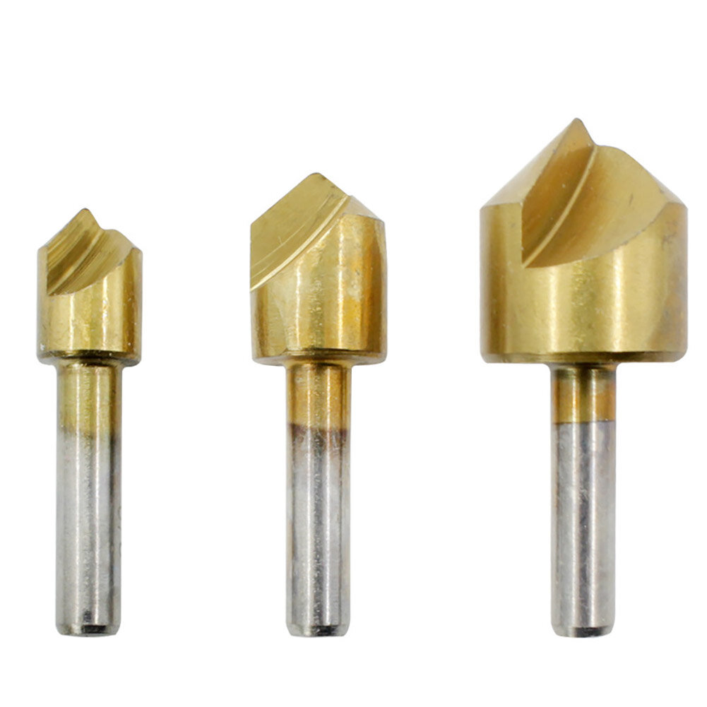 Набор из 3 титановых фрез для снятия фаски под углом 90 градусов из углеродистой стали