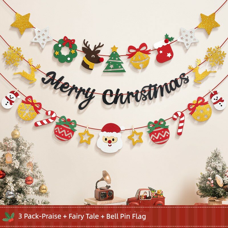 Рождественские флаги, гирлянды, декорации для сцены, подвесные флаги, подвесные украшения, атмосферные миниатюрные