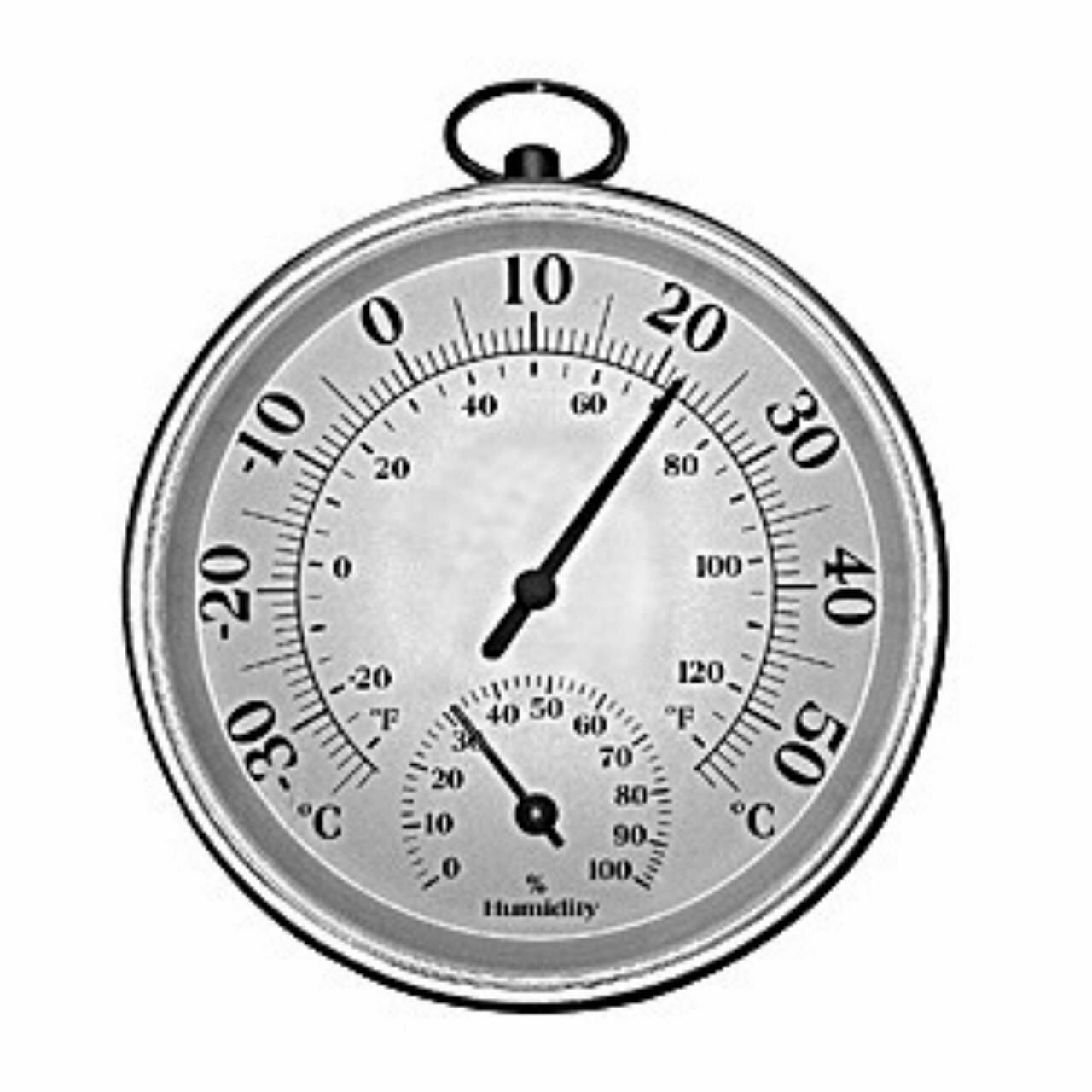 Термометр с гигрометром Kromatech круглый (d100 мм), металлический, с кольцом (9100SC)