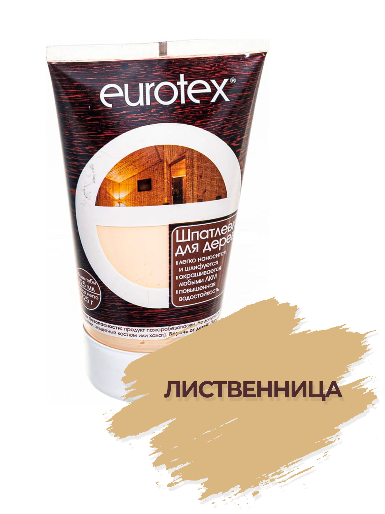 Шпатлёвка EUROTEX, для дерева лиственница, акриловая, готовая, 0,225кг